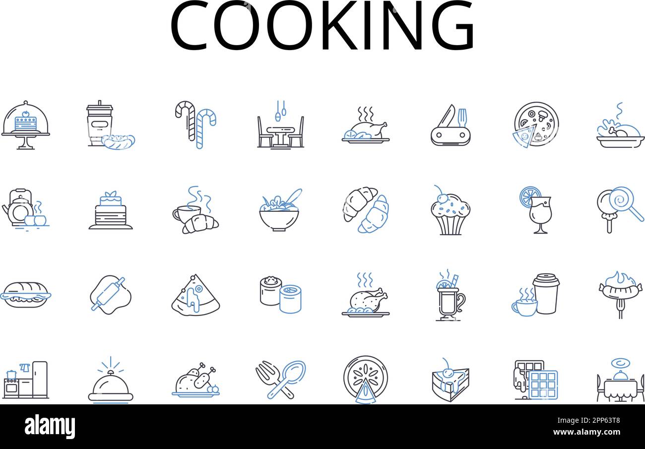 Cooking line icons collection. Culinary, Preparing, Baking, Roasting ...