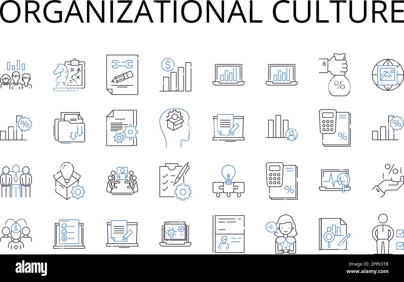 Organizational culture line icons collection. Corporate values ...