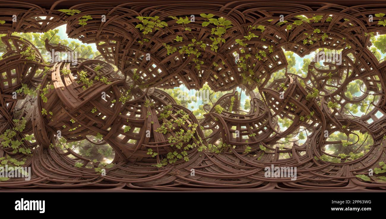 Architectural environment A sculpture made of wicker and vines on a ...