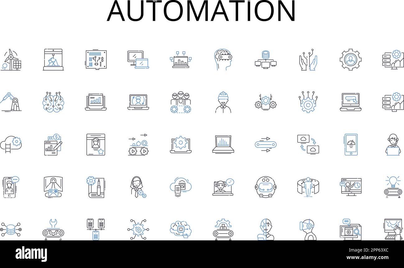 Automation line icons collection. Promotion, Mentorship, Development ...