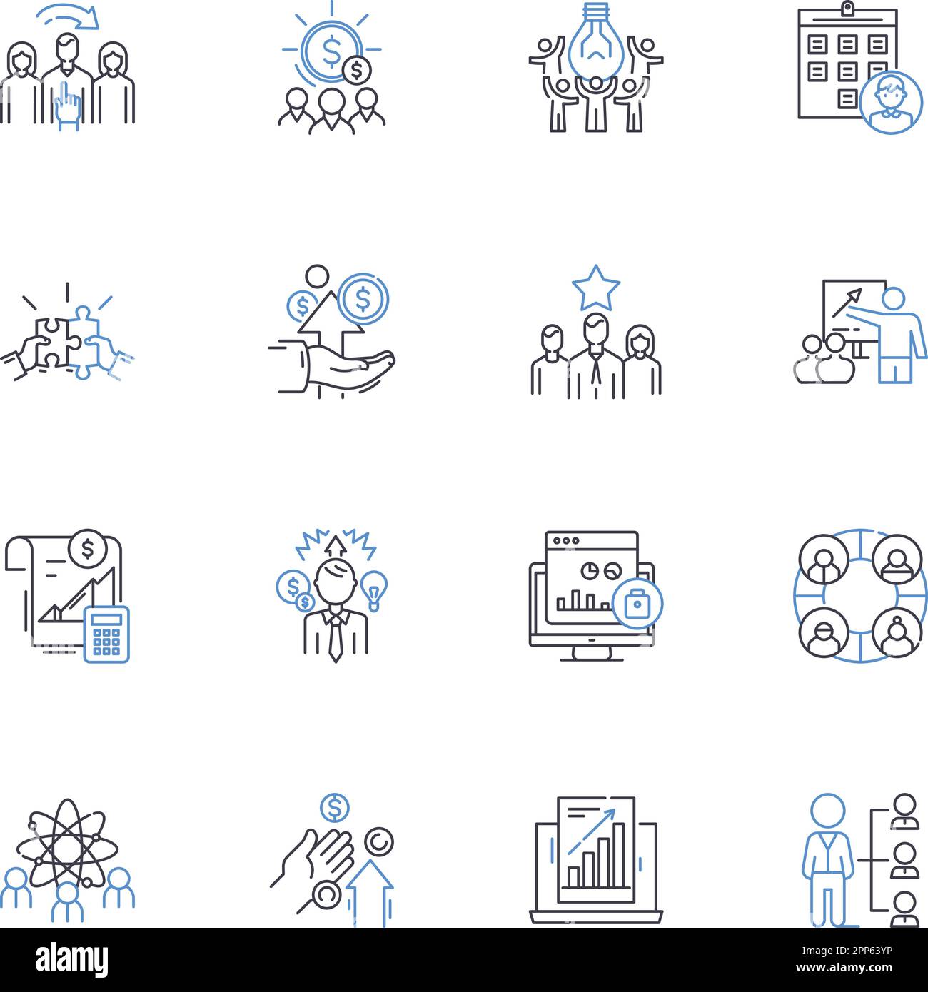 Operational Excellence Line Icons Collection Efficiency Optimization