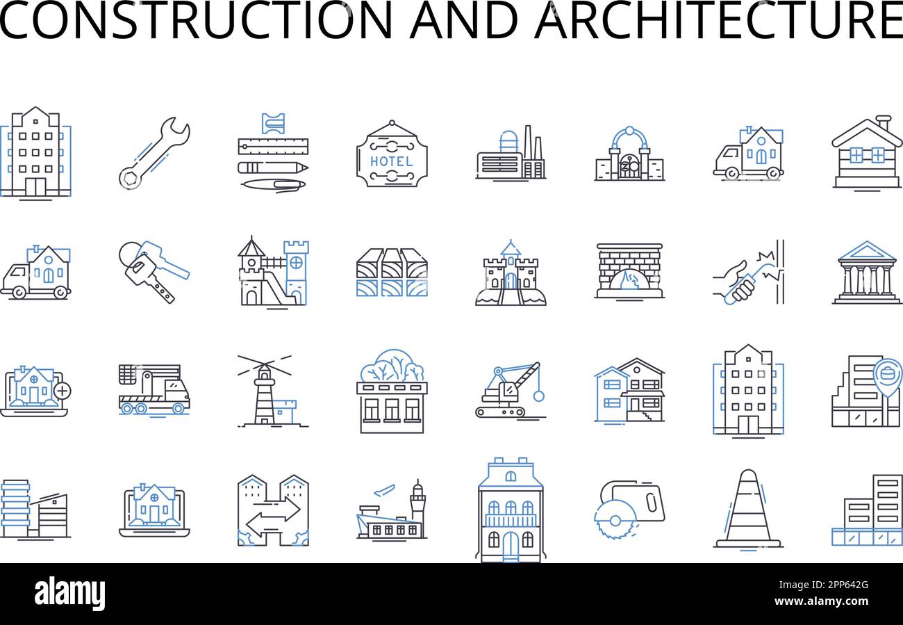 Construction and architecture line icons collection. Building, Design ... Construction and architecture line icons collection. Building, Design ...