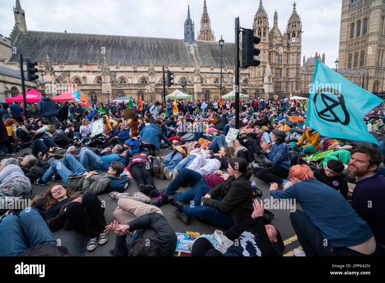 London UK. 22 April 2023. Thousands of activists from Extinction ...
