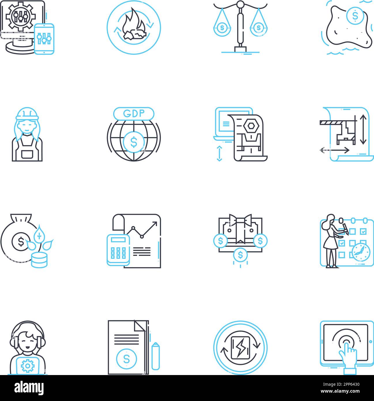 Wealth creation linear icons set. Investment, Savings, Entrepreneurship ...