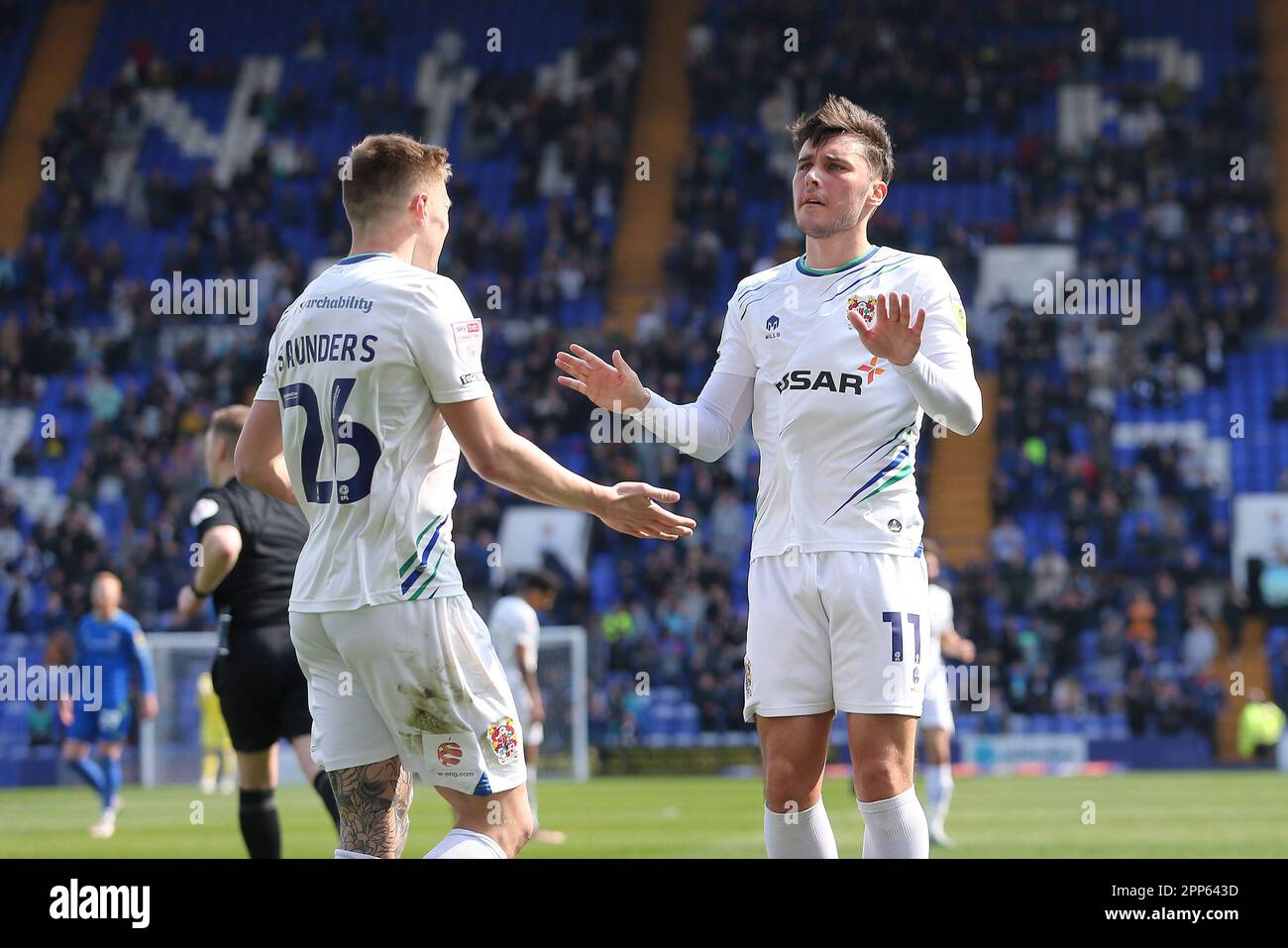 Josh Hawkes of Tranmere Rovers (r) celebrates with his teammate Harvey ...