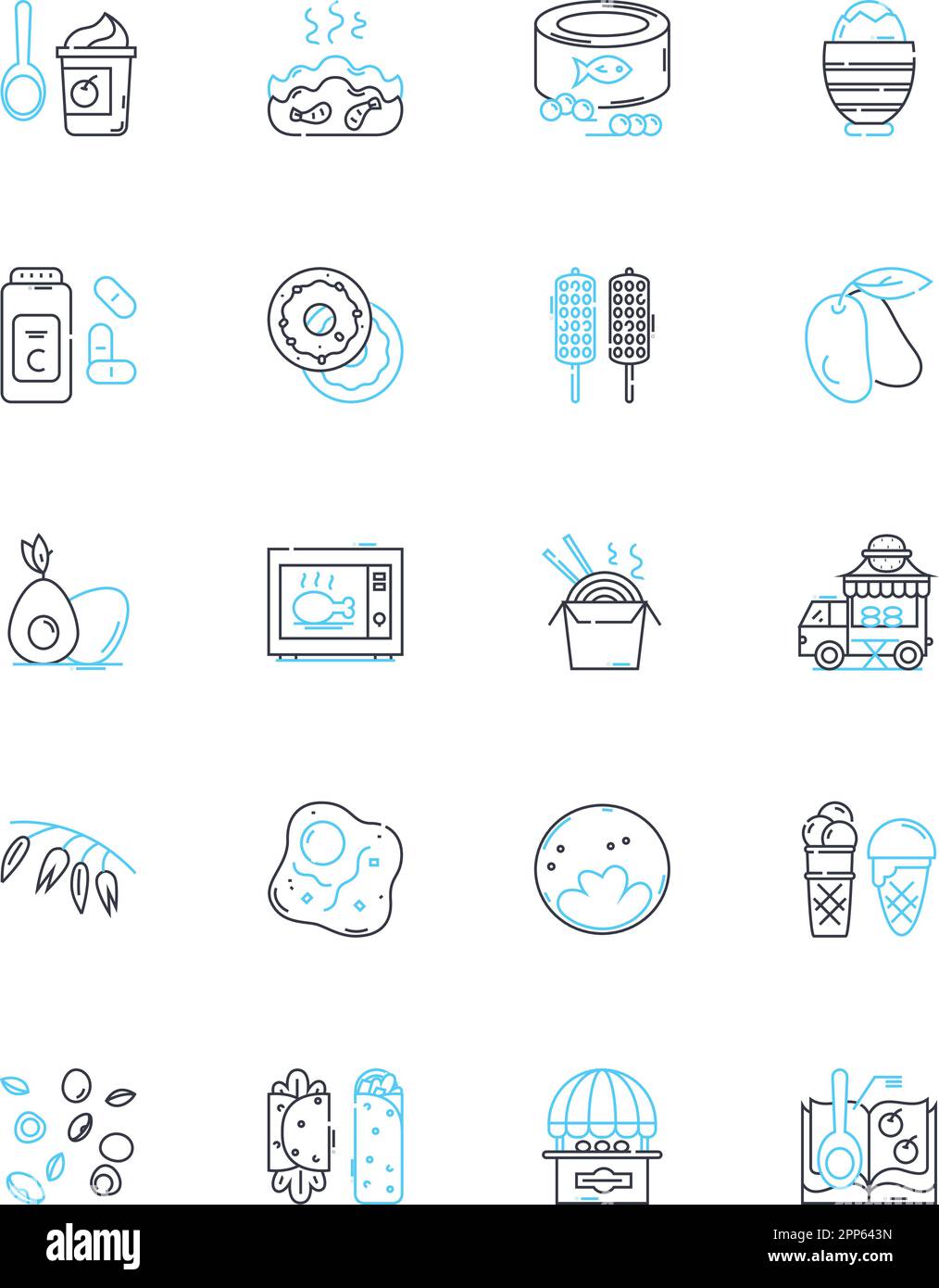 Diner joint linear icons set. Classic, Nostalgic, Greasy, Delicious ...