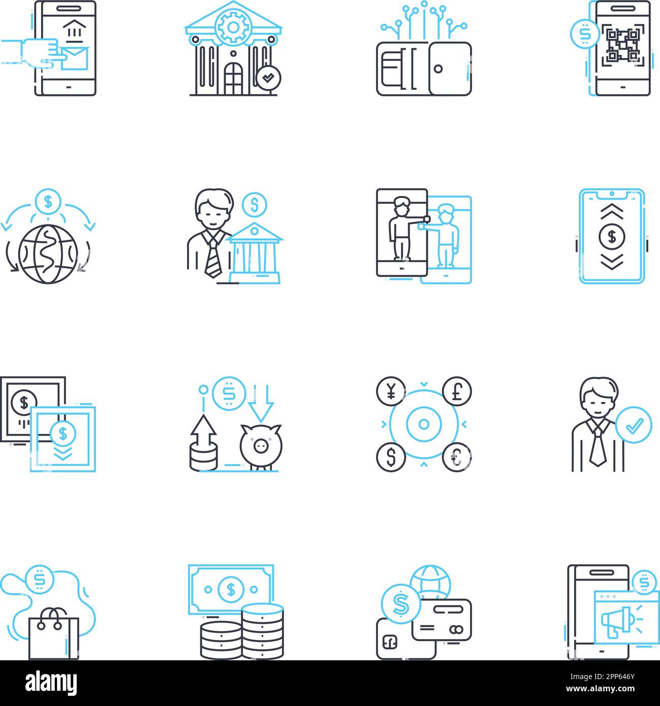 Budget responsibility linear icons set. Frugal, Budgeting, Thrift ...
