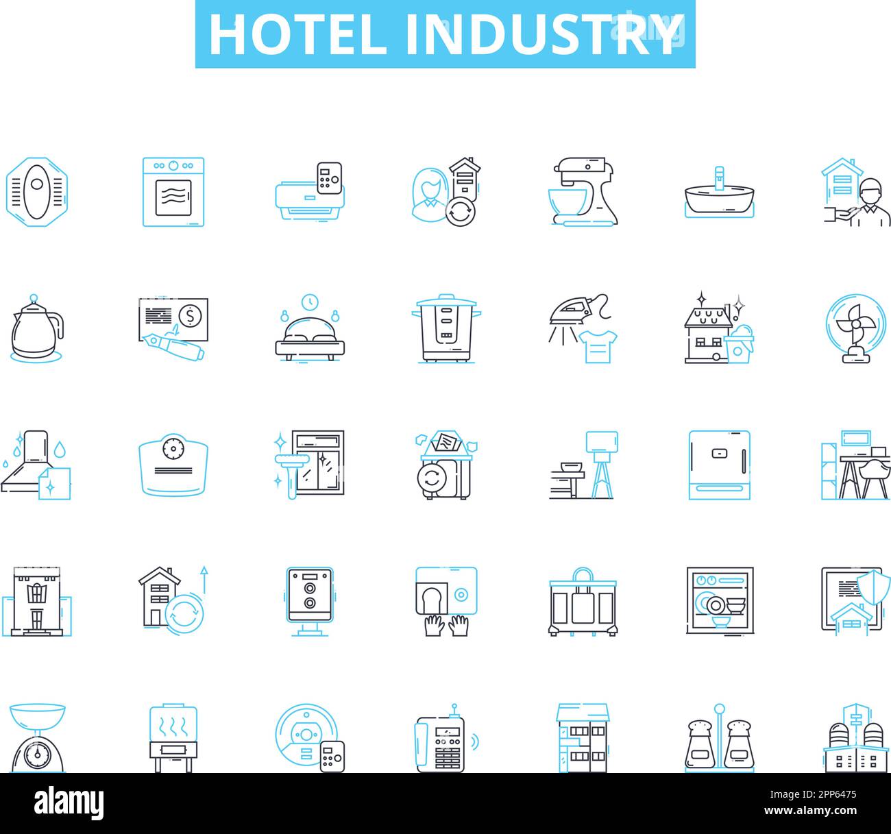 Hotel industry linear icons set. Accommodation, Hospitality, Luxury ...