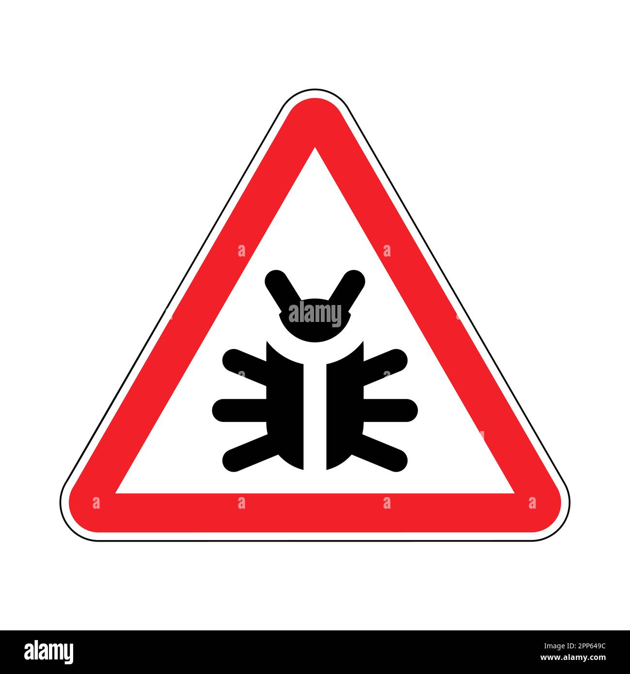 Attention Beetle sign. Caution Bug symbol. Red road sign Stock Vector ...