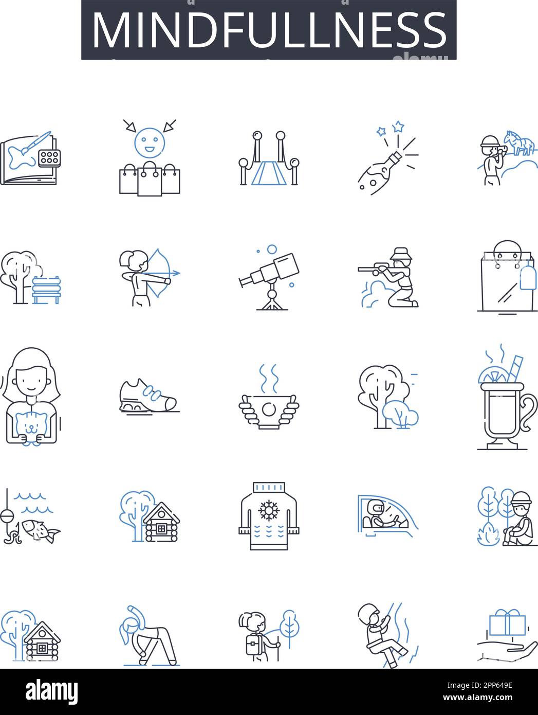 Mindfullness line icons collection. Self-awareness, Introspection, Self ...