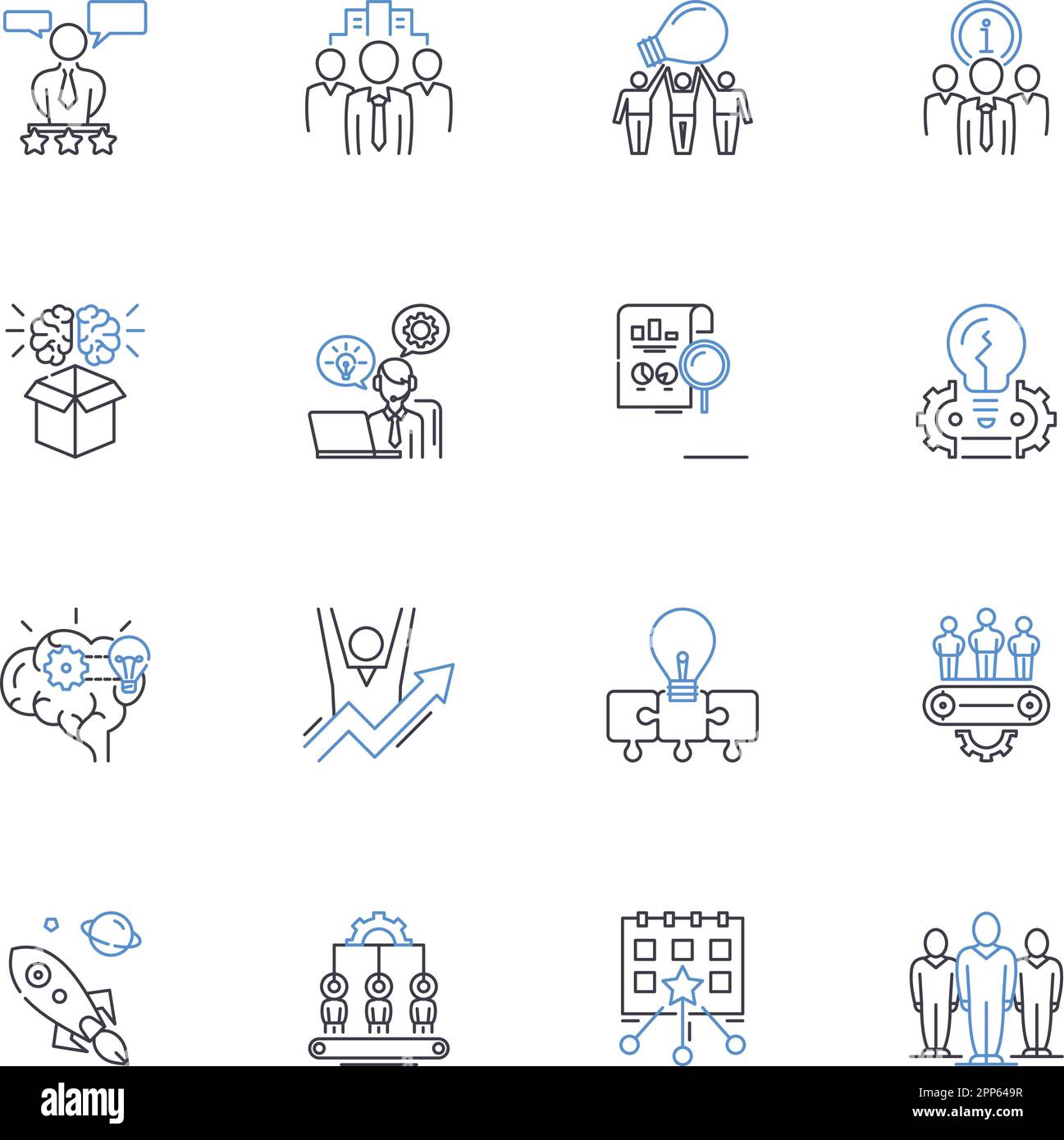 Trailblazing start-up line icons collection. Innovative, Disruptive ...