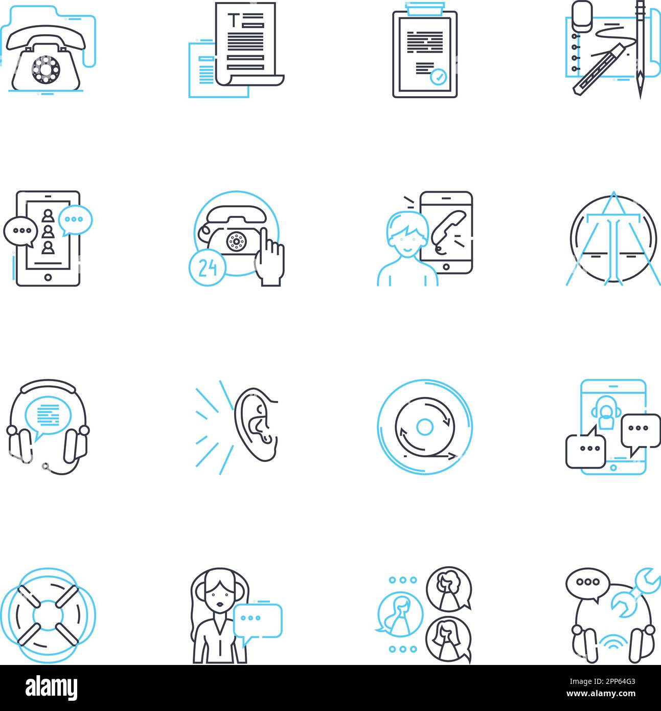 Commercial support linear icons set. Assistance, Intervention, Relief ...