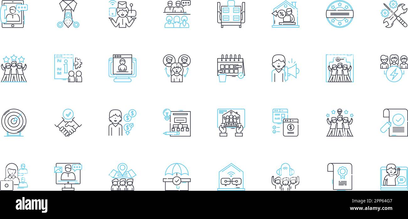 Company gathering linear icons set. Team-building, Nerking, Retreat ...