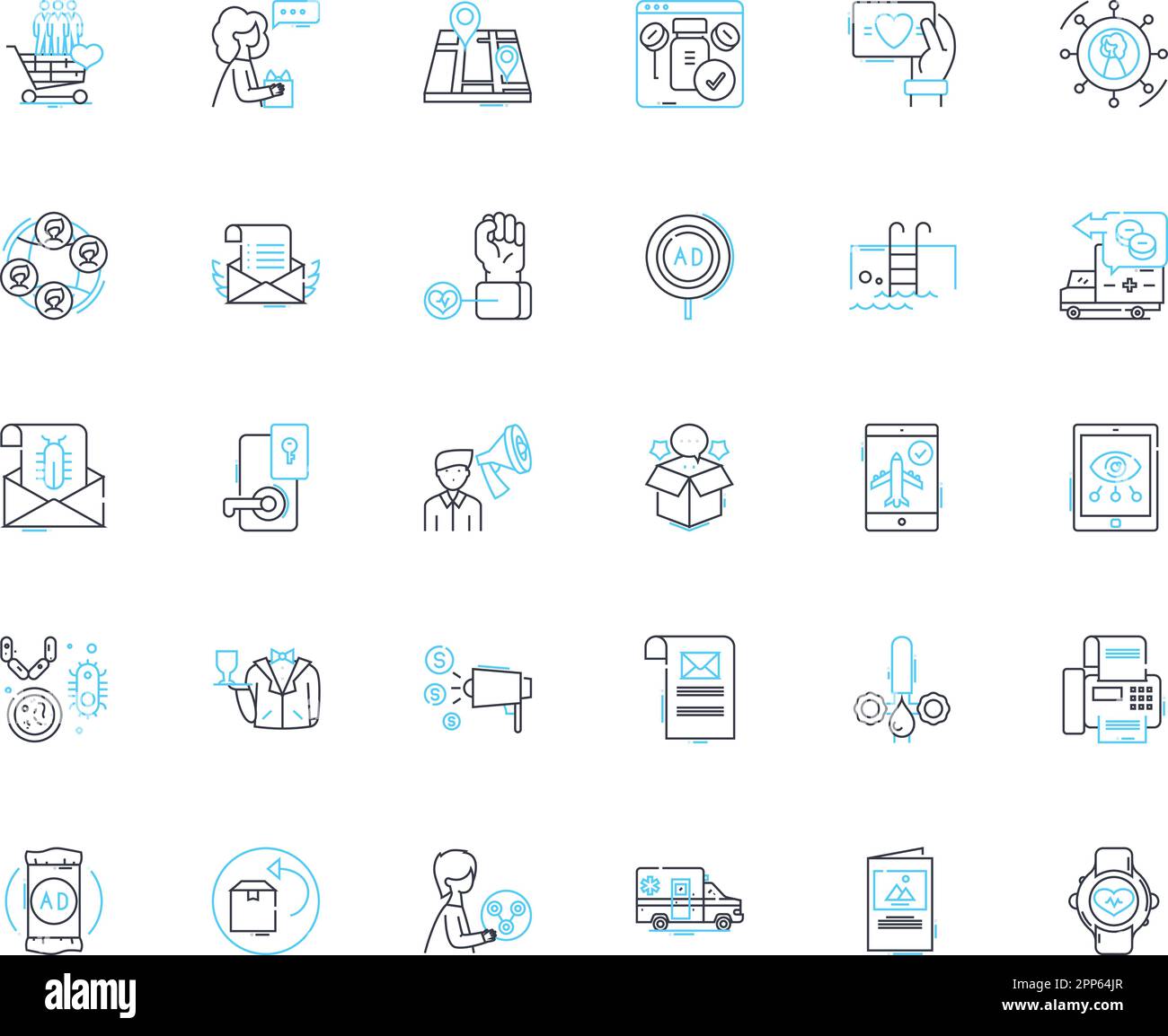 Client relations linear icons set. Trust, Communication, Satisfaction ... Client relations linear icons set. Trust, Communication, Satisfaction ...