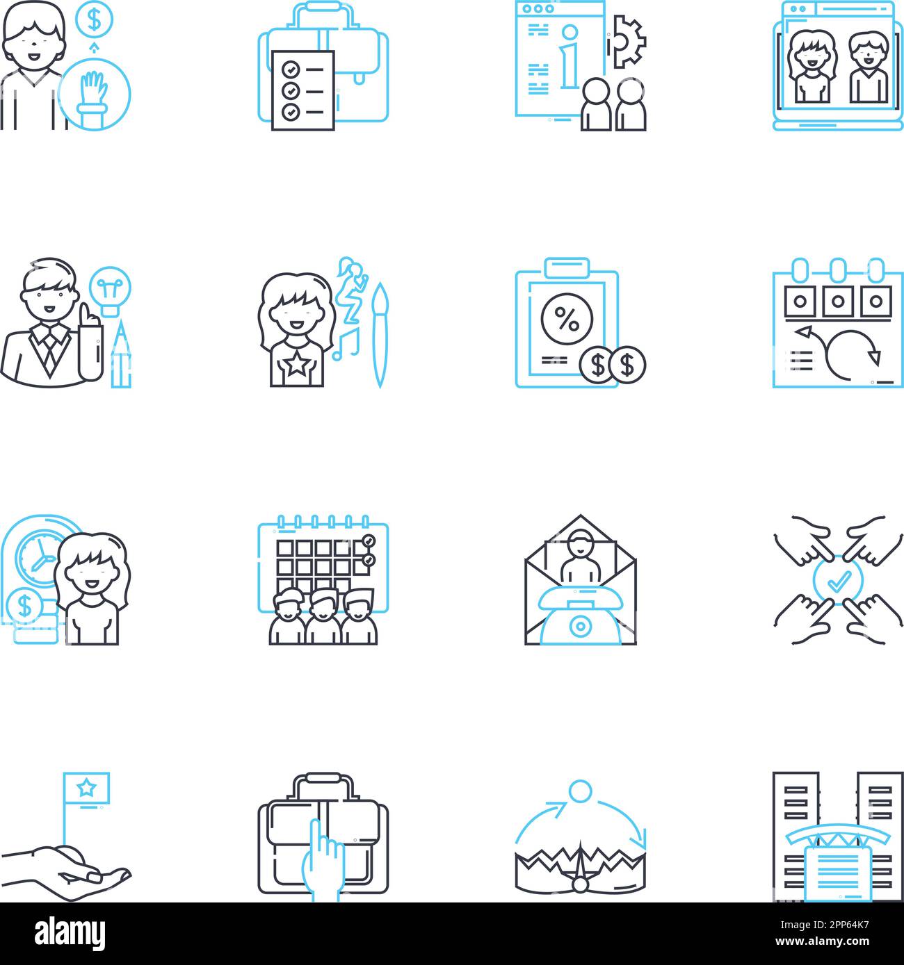 Executive roles linear icons set. Leadership, Decision-making ...