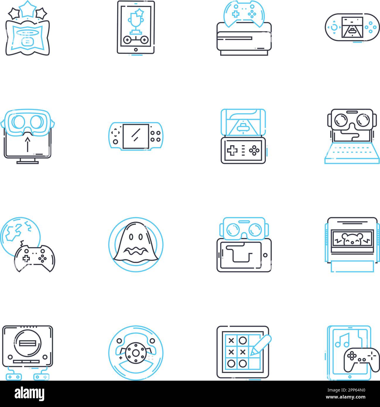 Virtual Design Linear Icons Set Rendering Visualization Modeling Interactivity Simulation