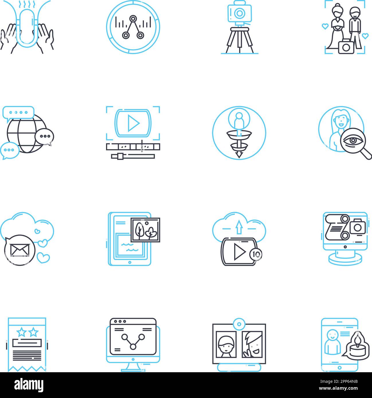 News media linear icons set. Journalism, Broadcasting, Headlines, Reporting, Press, Media ...