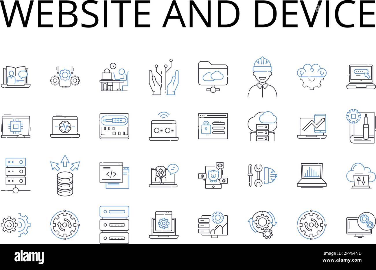 Website and device line icons collection. Homepage, Platform, Online ... Website and device line icons collection. Homepage, Platform, Online ...