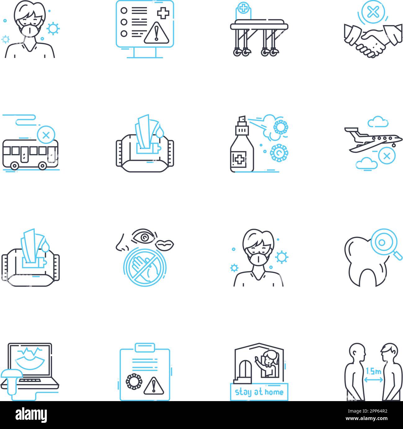 Virus linear icons set. Pandemic, Outbreak, Contagious, Pathogen ...