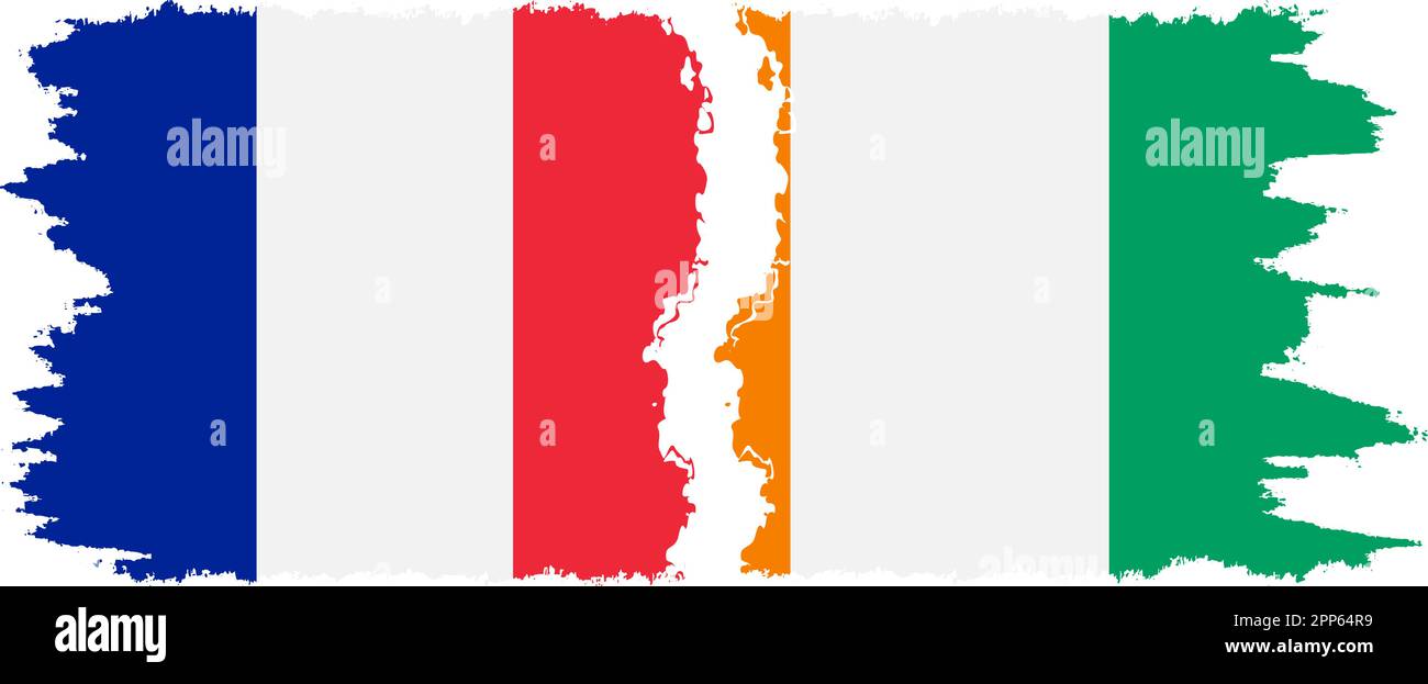 Ivory Coast and France grunge flags connection, vector Stock Vector ...