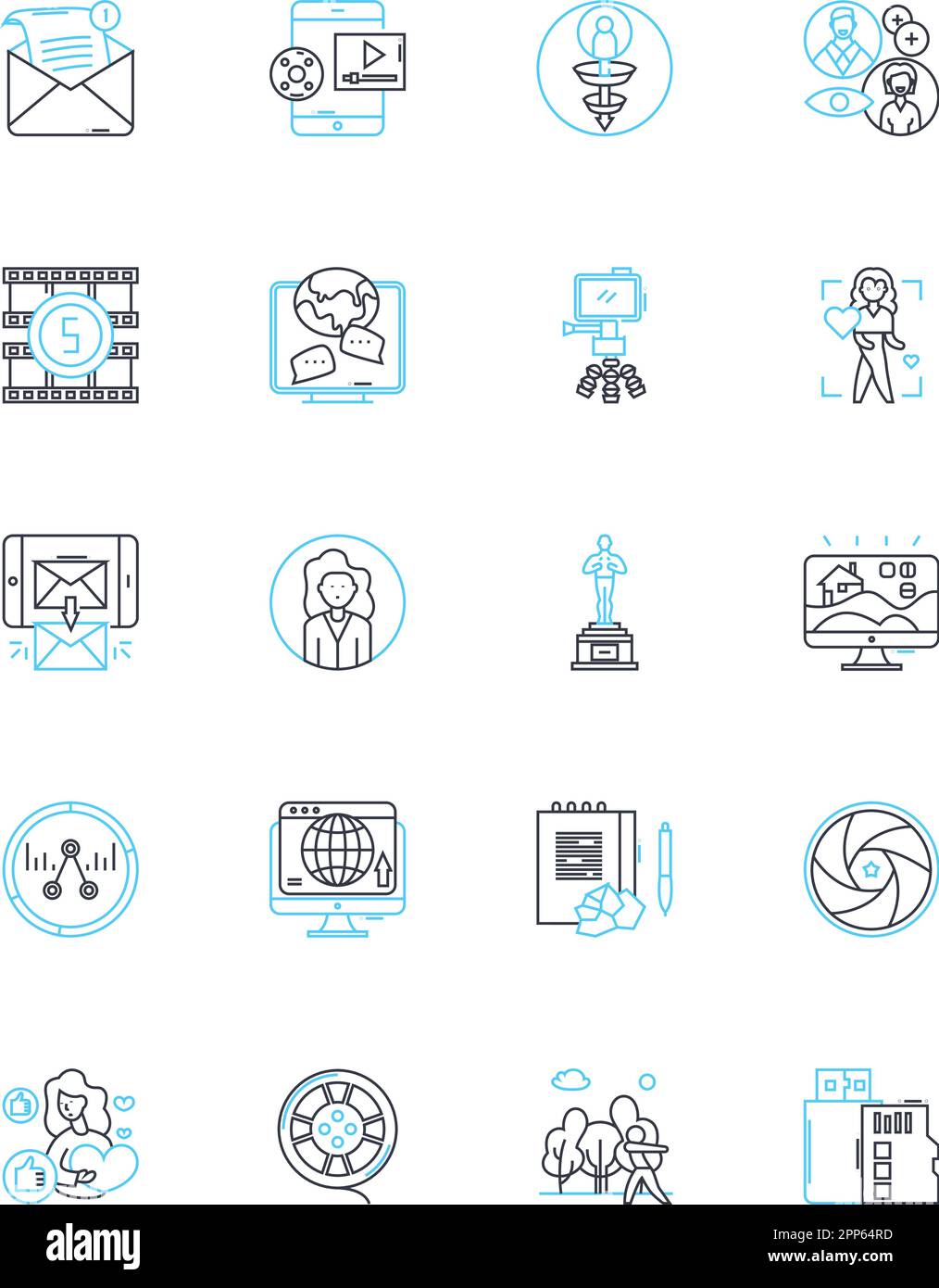 Print media linear icons set. Typography, Layout, Ink, Press, Newspaper, Magazine, Publication ...