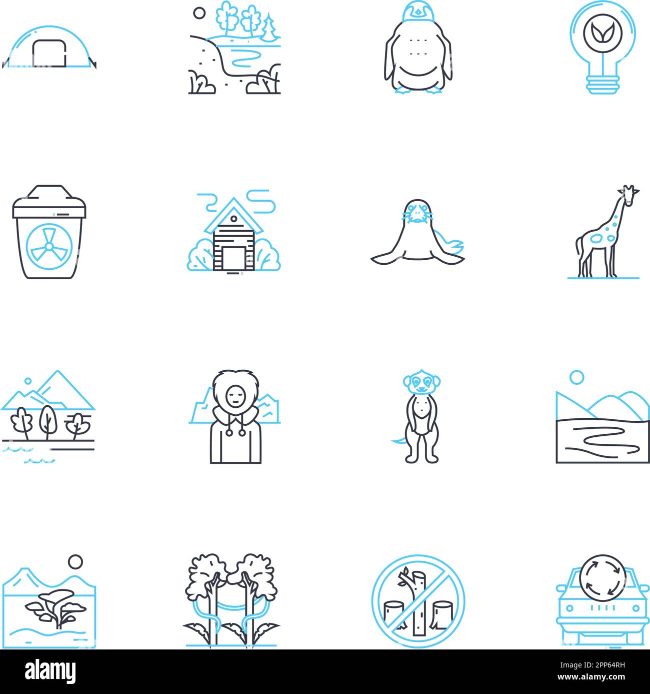 Biodiversity loss linear icons set. Extinction, Habitat, Fragmentation ...