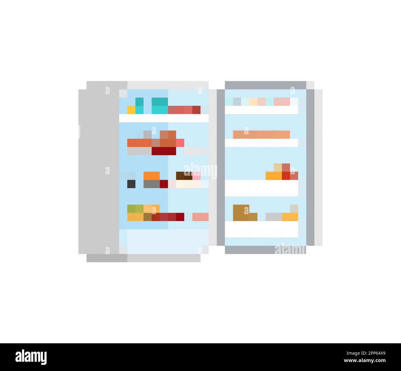Open Fridge pixel art. refrigerator pixelated. Vector illustration ...