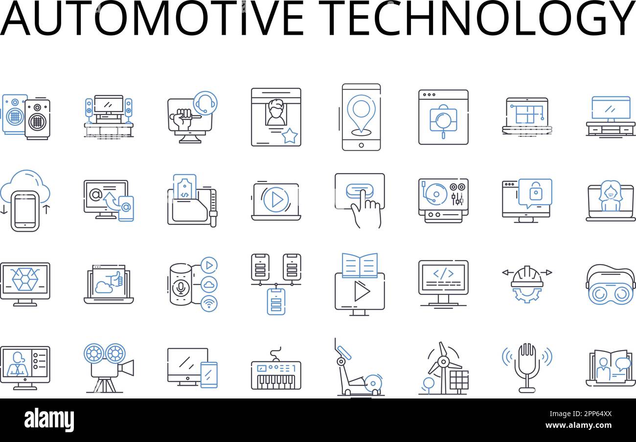 automotive technology line icons collection. Space travel, Information ...