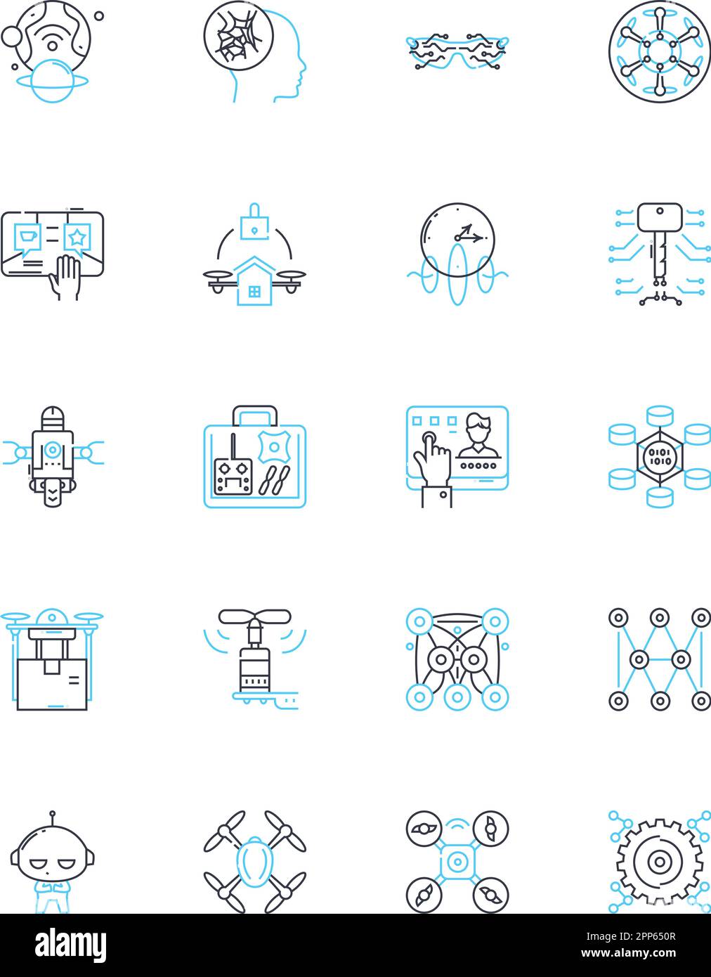Electronic carriage linear icons set. Mobility, Efficiency, Portability ... Electronic carriage linear icons set. Mobility, Efficiency, Portability ...