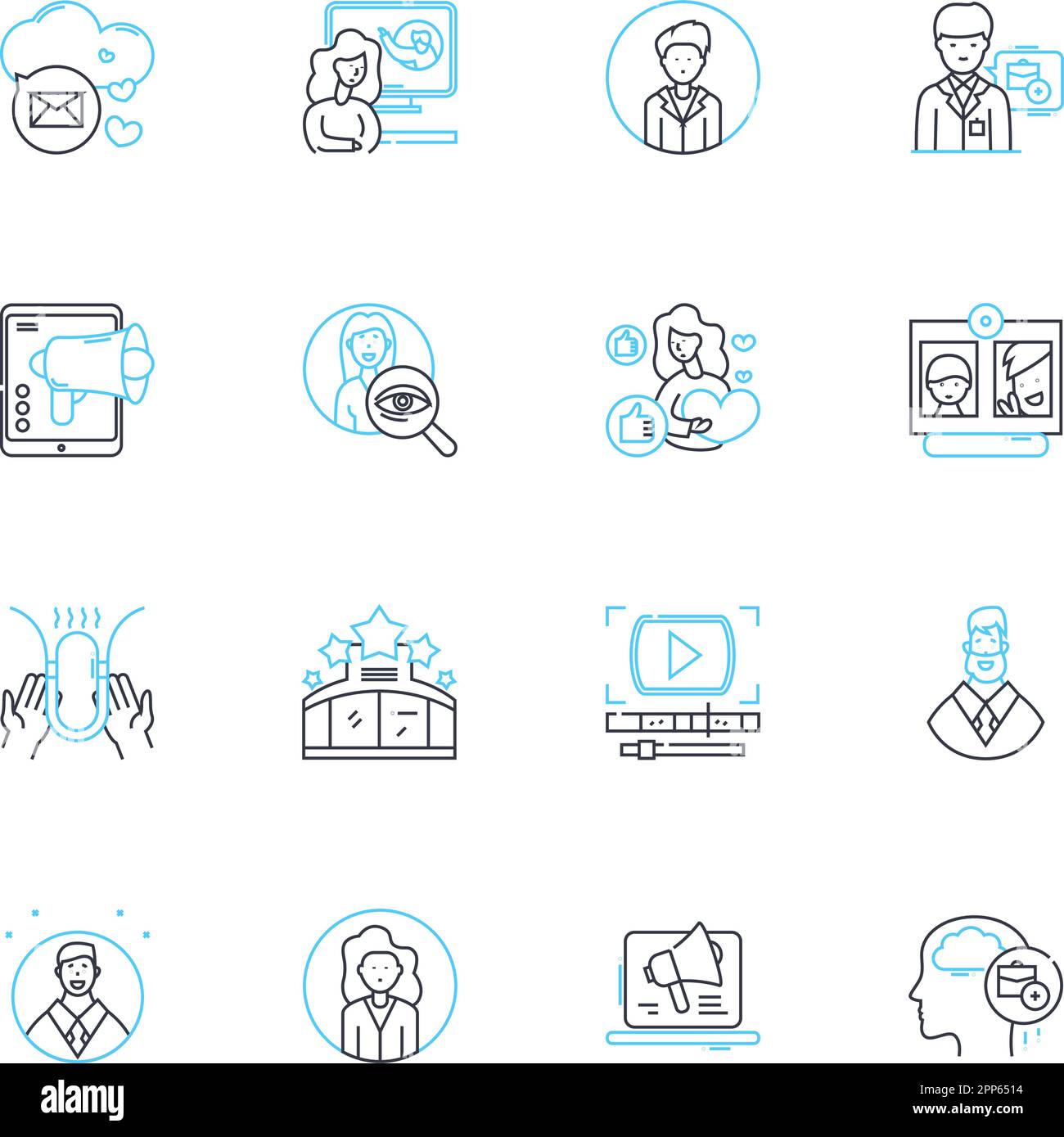 Modern methods linear icons set. Automation, Digitalization, Innovation ...