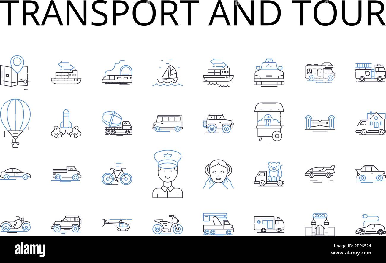 Transport and tour line icons collection. Commute, Travel, Journey ...