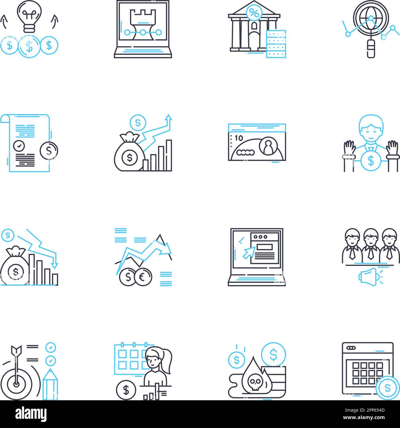 Asset allocation linear icons set. Diversification, Portfolio, Risk ...
