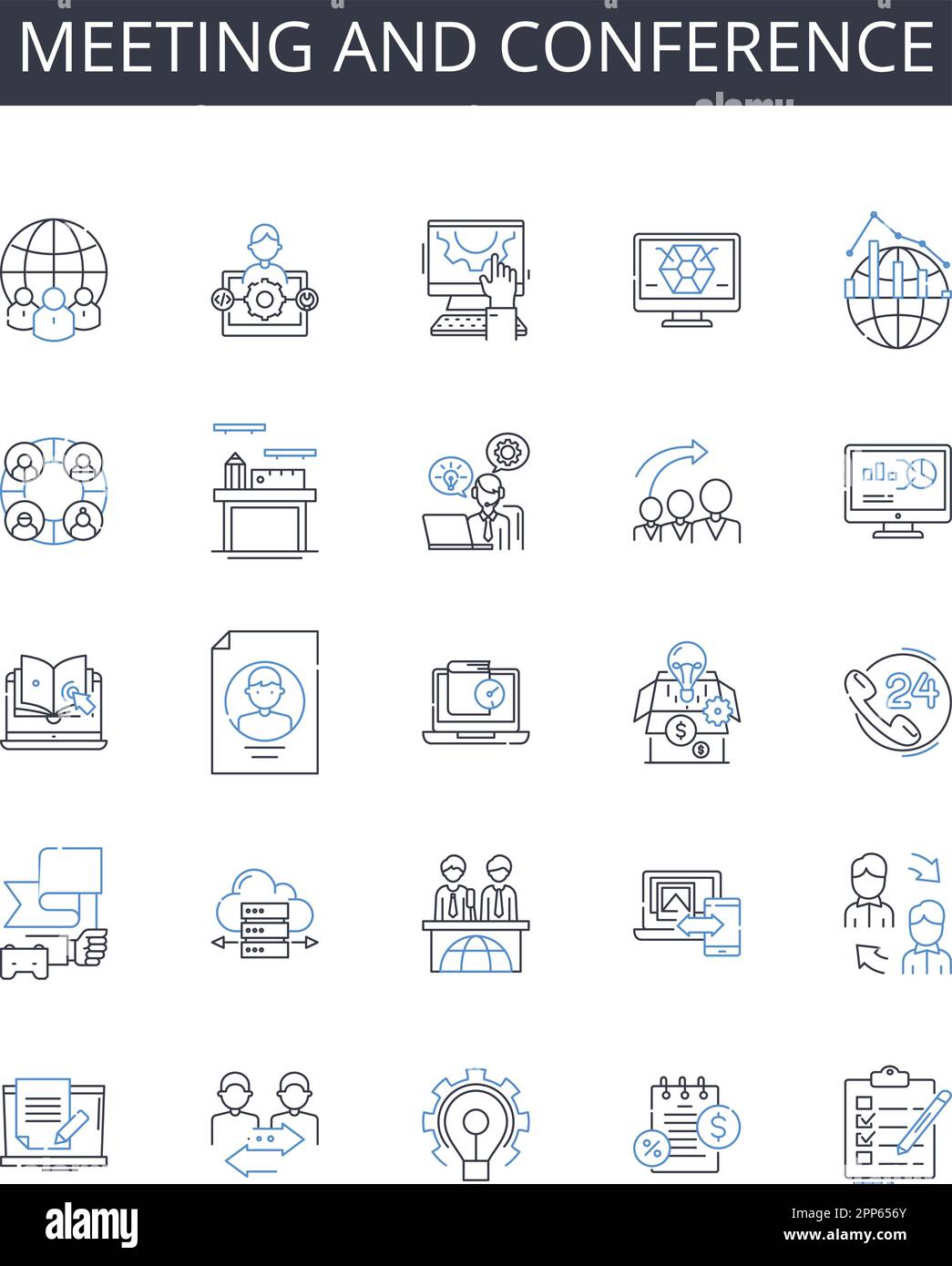 Meeting And Conference Line Icons Collection Assembly Gathering Convention Symposium Forum