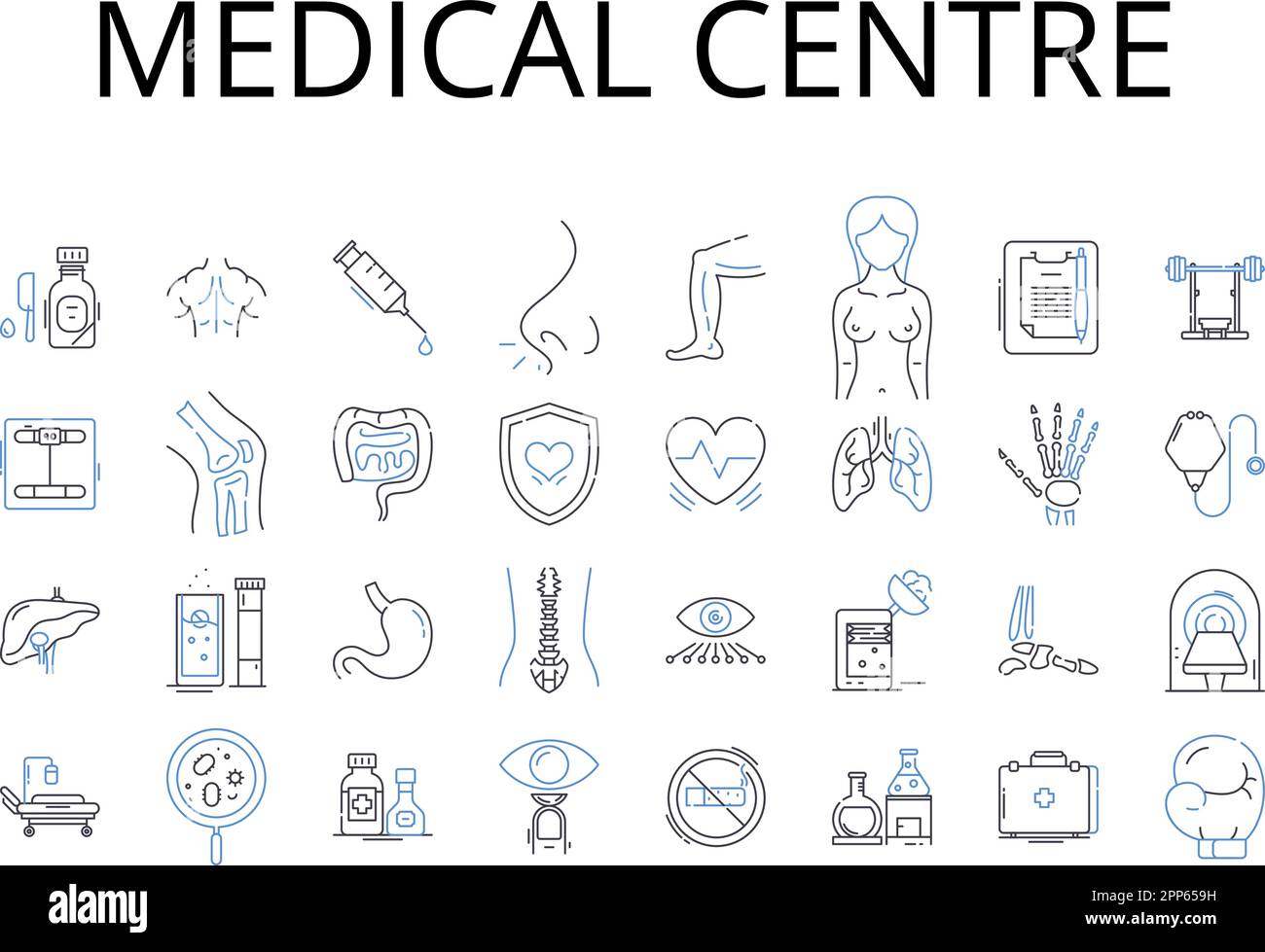 Medical centre line icons collection. Hospital, Clinic, Health center ...
