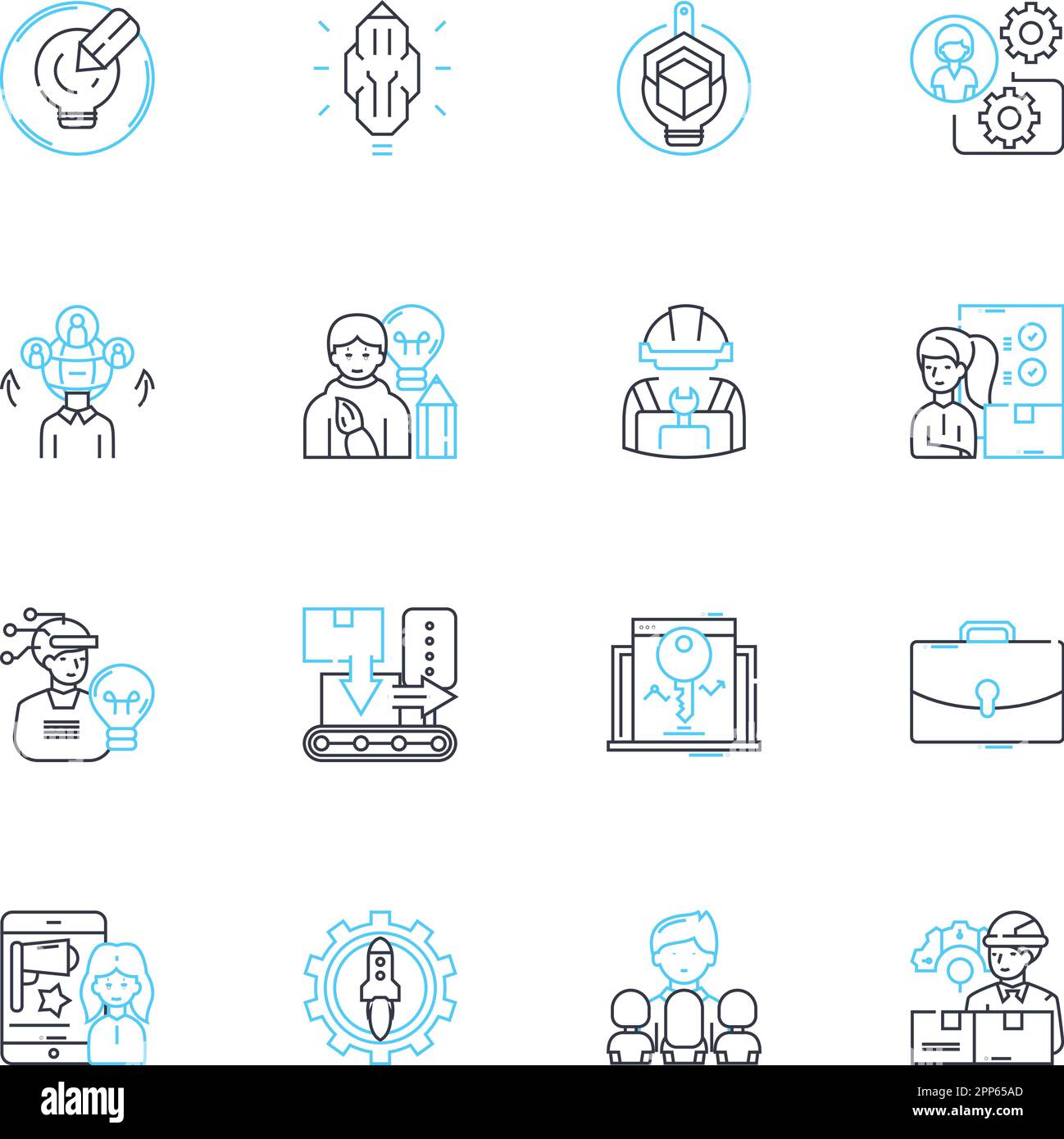 Brand development linear icons set. Identity, Strategy, Positioning ...