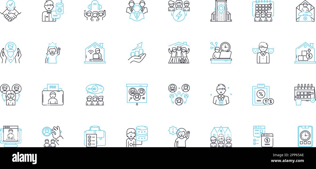Executive roles linear icons set. Leadership, Decision-making, Visionary, Strategy, Management ...