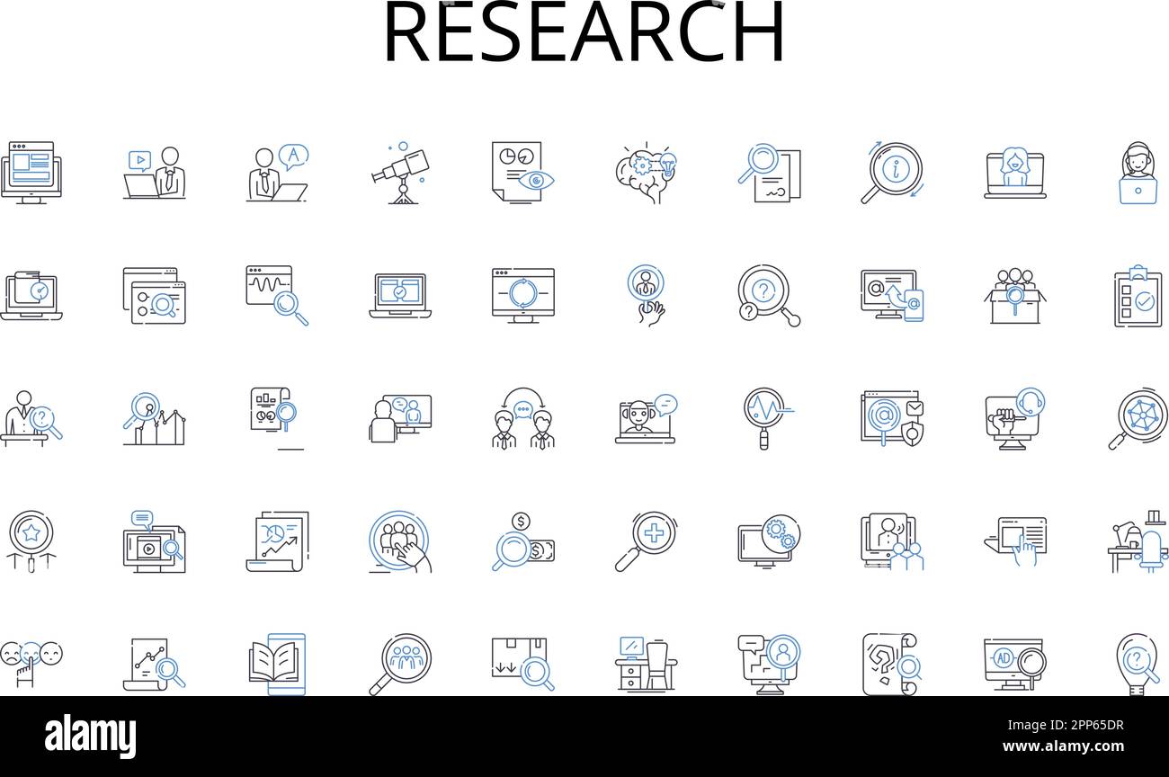 Research line icons collection. Growth, Focus, Improvement, Strategy ...