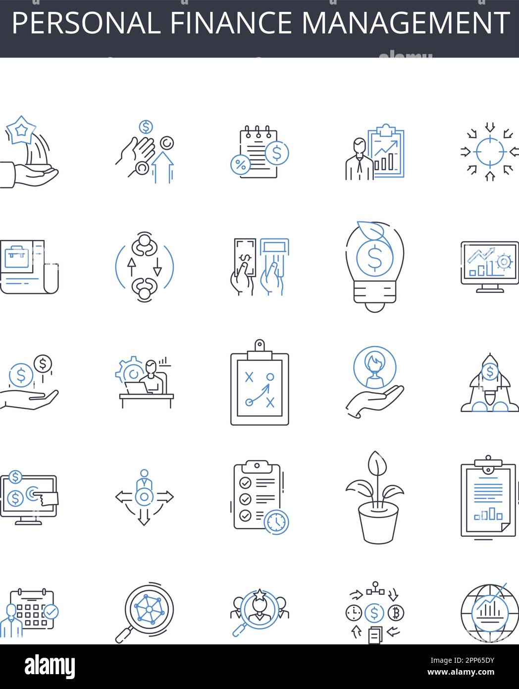 Personal Finance Management line icons collection. Telemedicine ...
