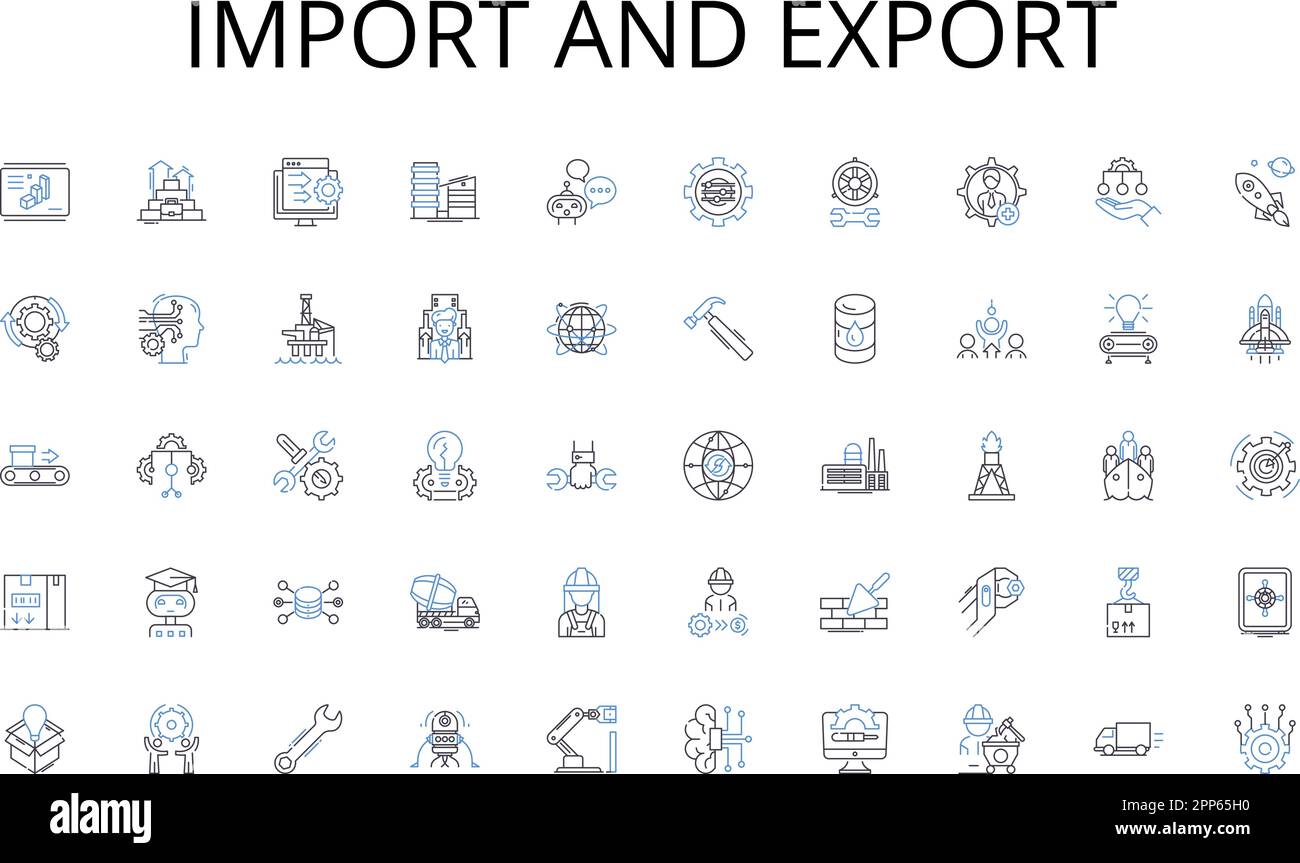 Import And Export Line Icons Collection Coding Automation Cloud Cybersecurity Algorithm