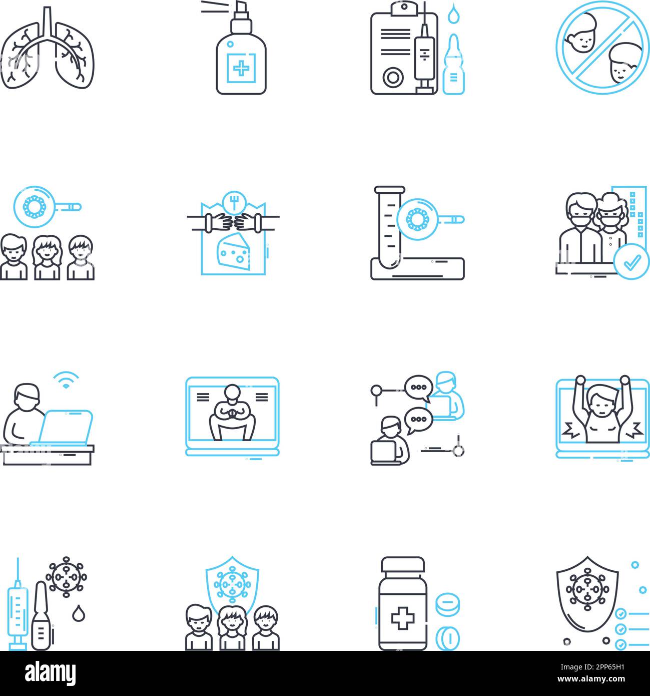 Infectious disease linear icons set. Virus, Bacteria, Fungi, Contagious ...