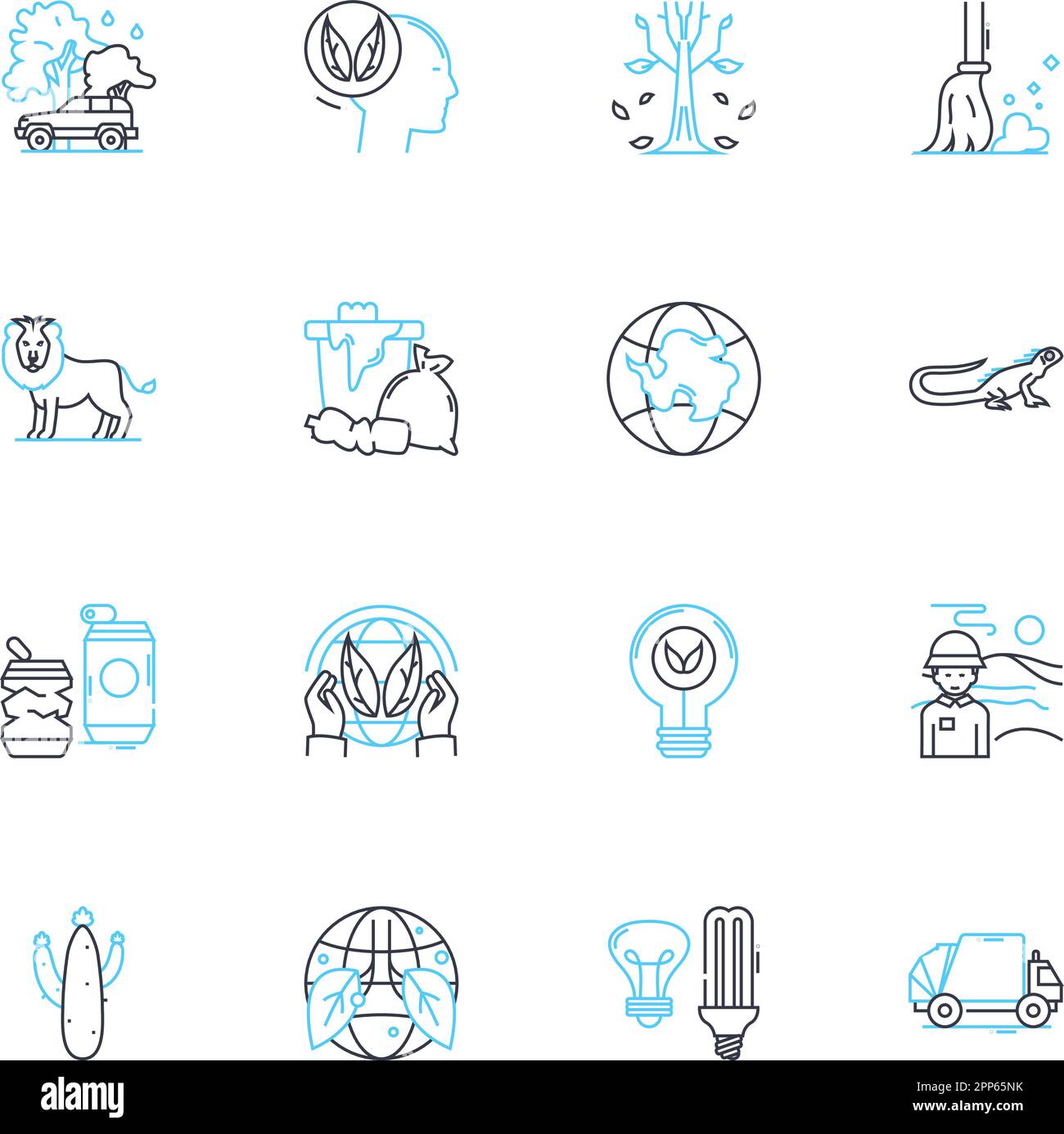 Environment Wildlife Linear Icons Set Habitat Biodiversity Ecosystem