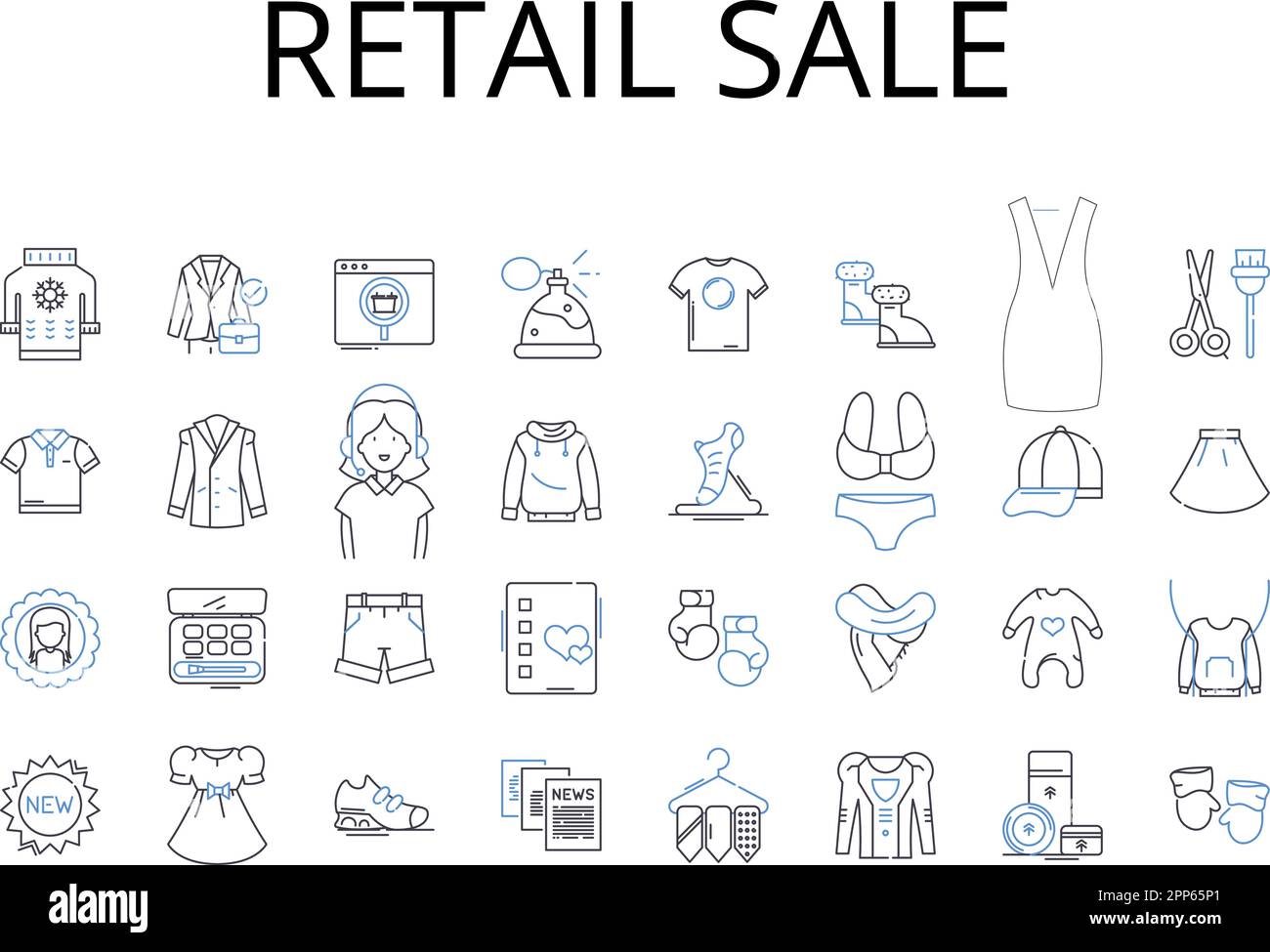 Retail sale line icons collection. Wholesale trade, Consumer goods ...