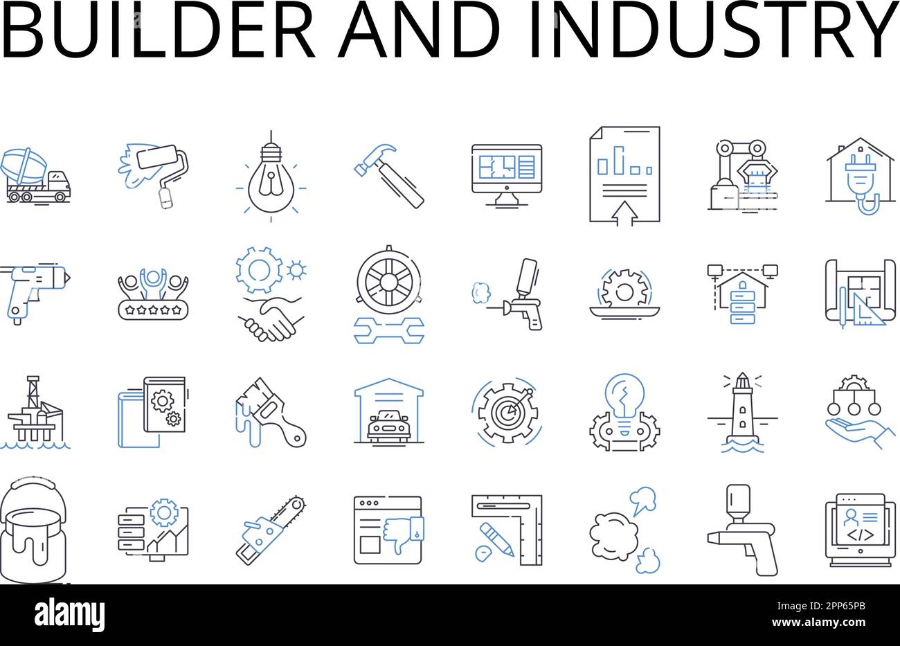 Builder and industry line icons collection. Construction industry ...