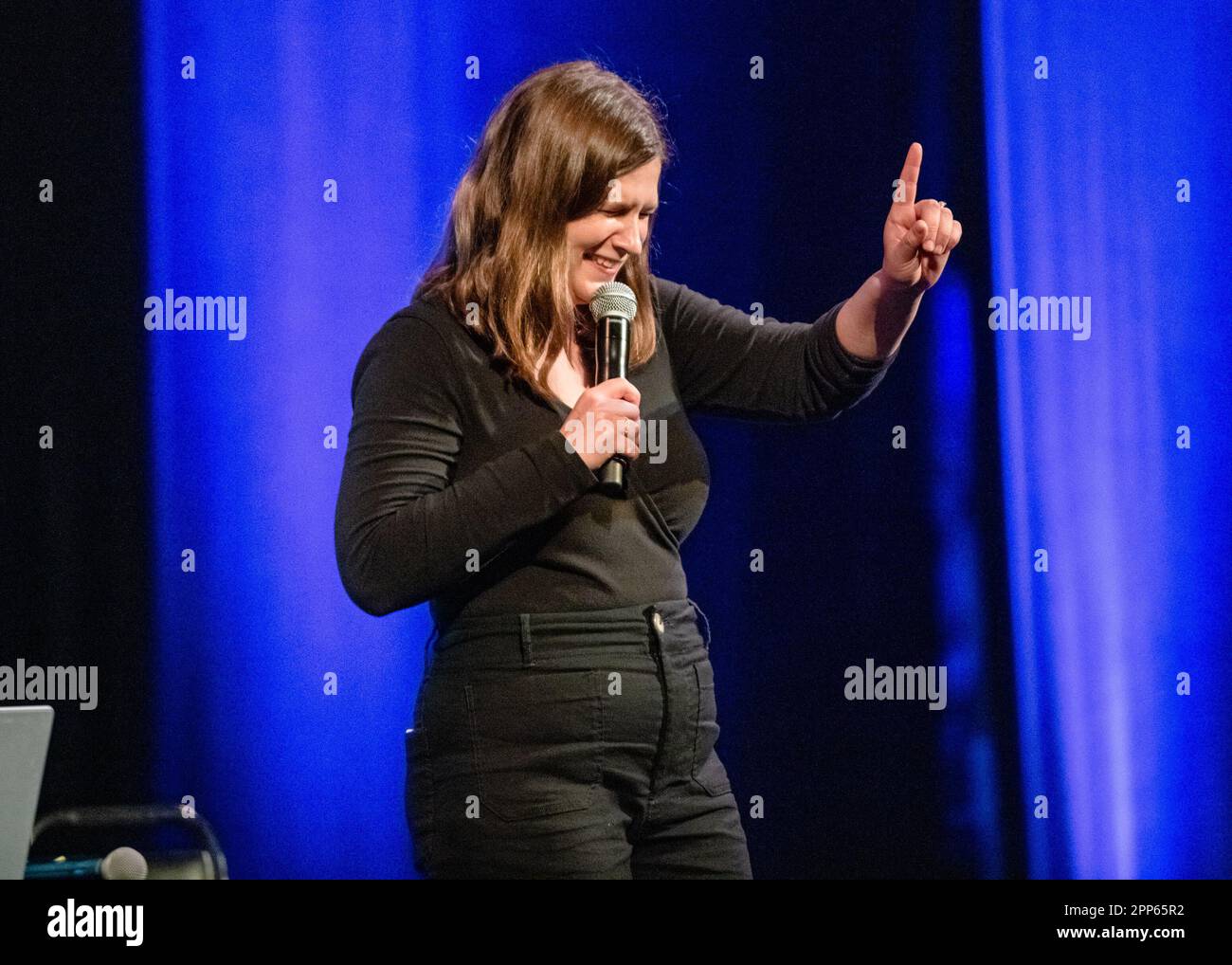 AUSTIN, TEXAS - APRIL 21: Comedian Laura Peek performs onstage during ...