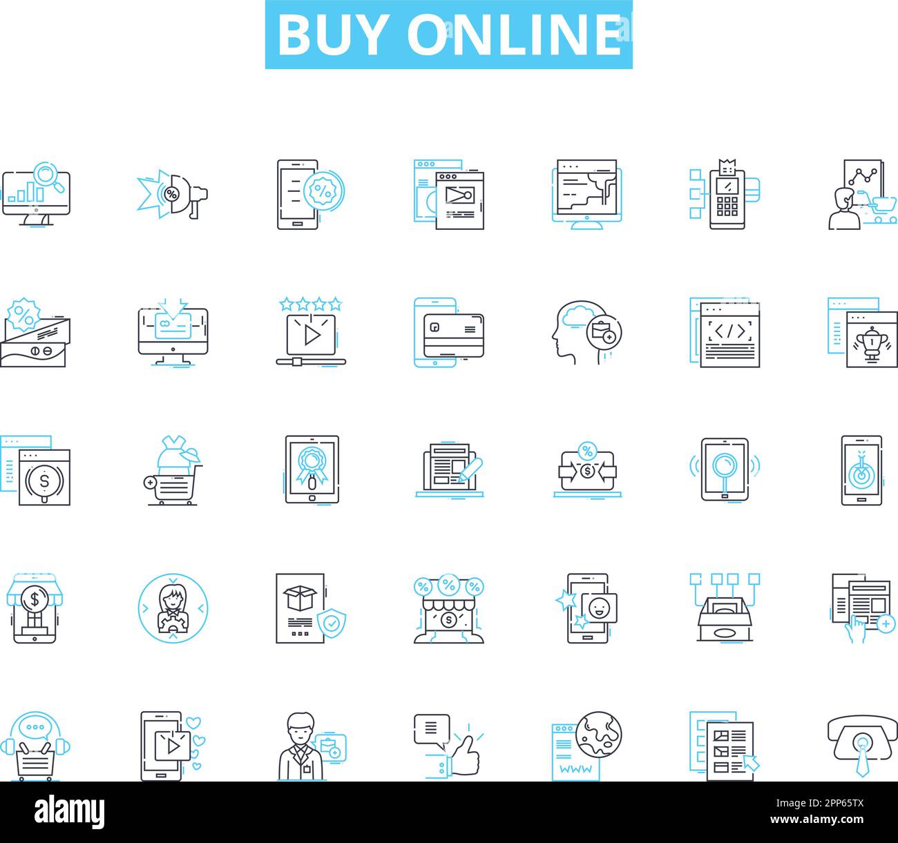 Buy online linear icons set. Convenience, Accessibility, Shop, Purchase ...