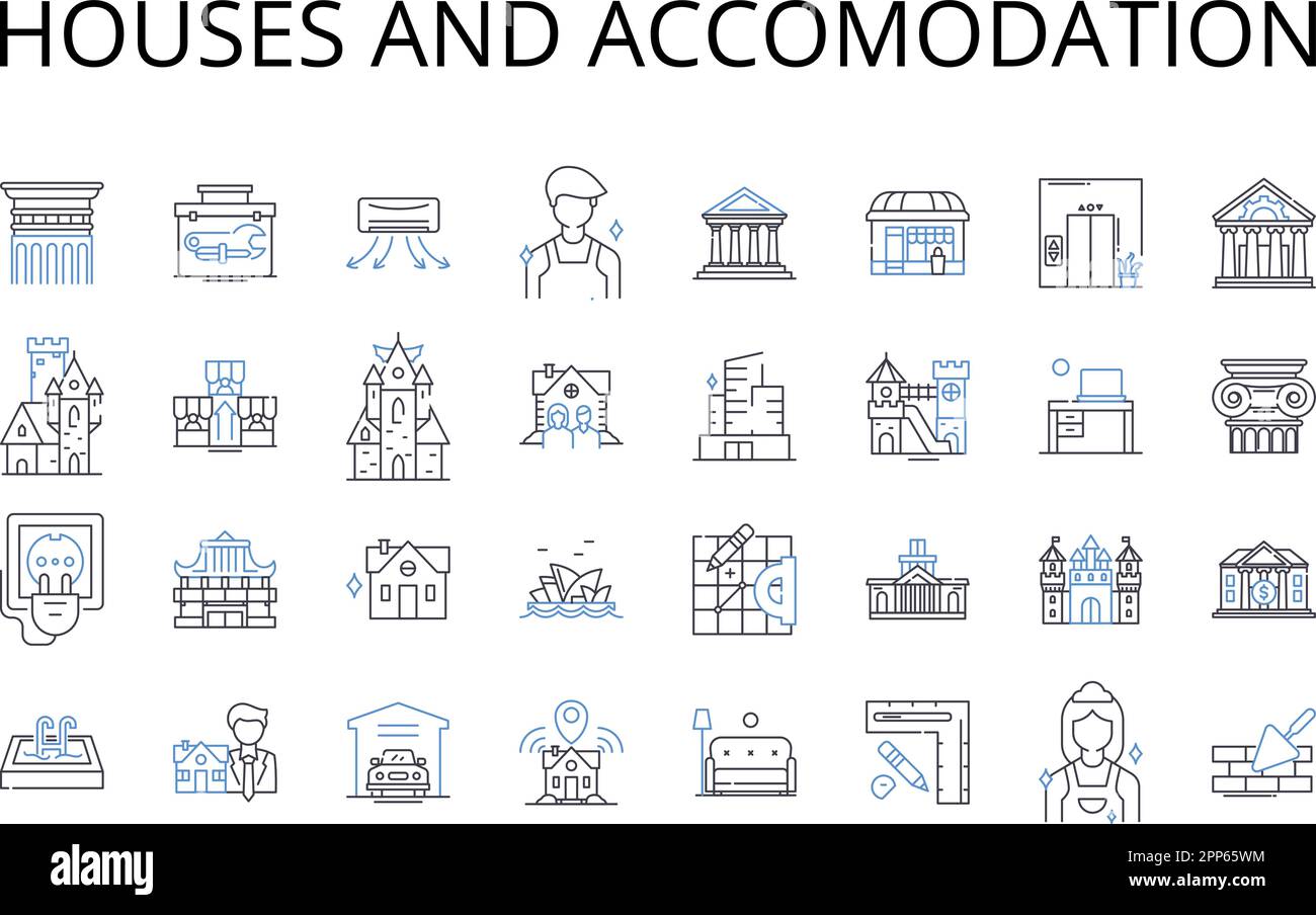 Houses and accomodation line icons collection. Residences, Dwellings ...