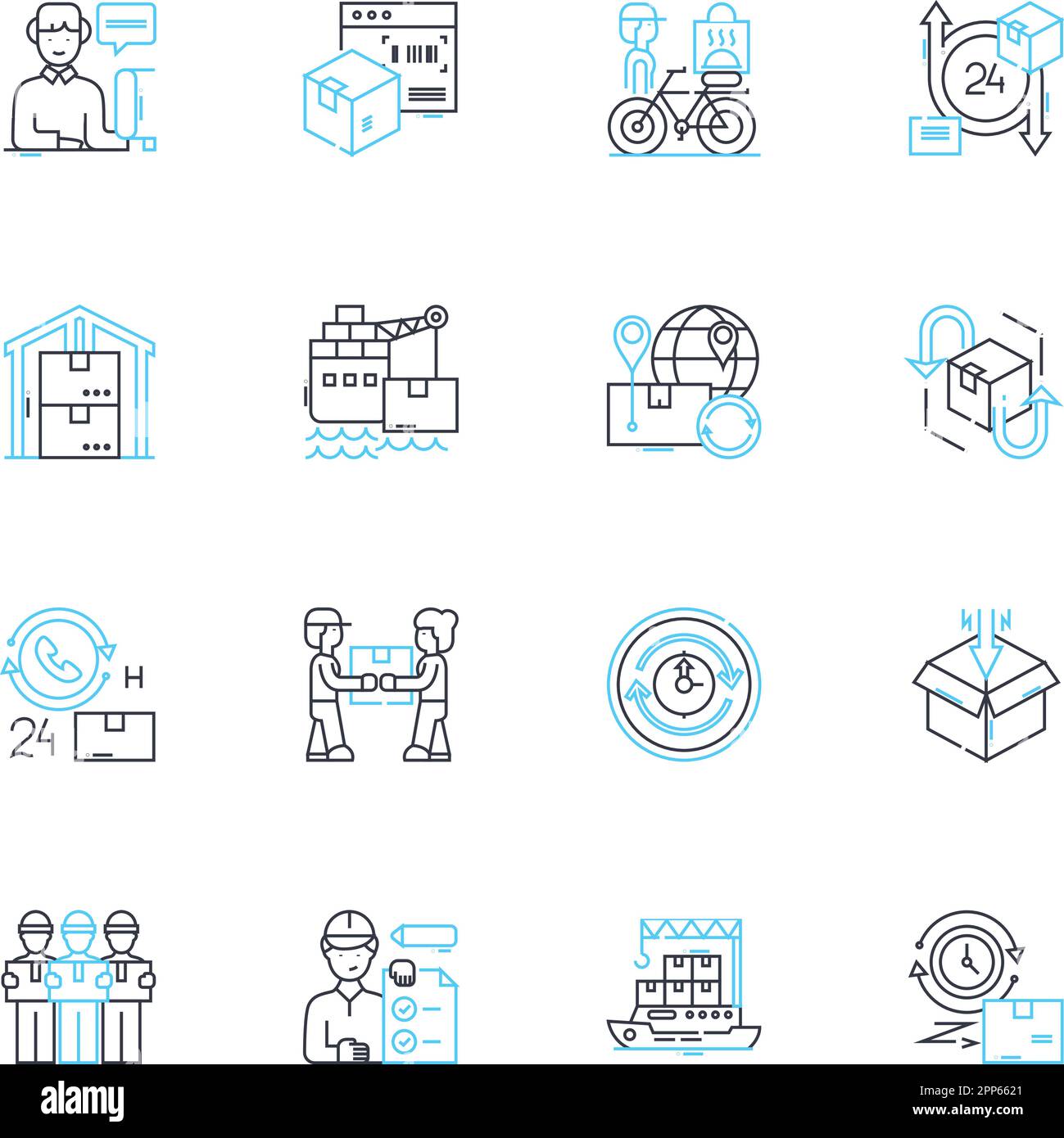 Shipping logistics linear icons set. Cargo, Transport, Freight, Customs ...