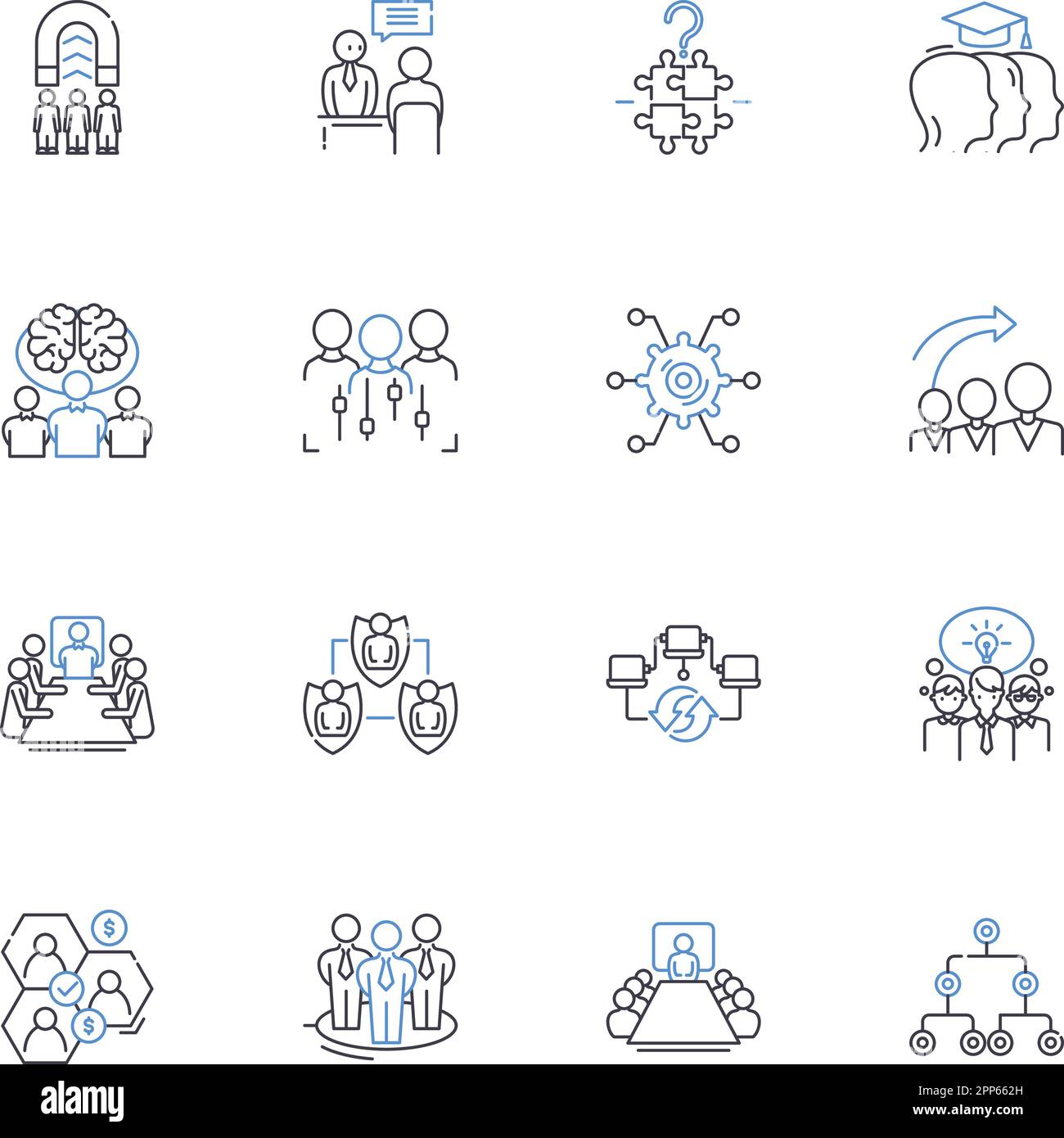 Synchronisation and harmony line icons collection. Balance, Consistency ...