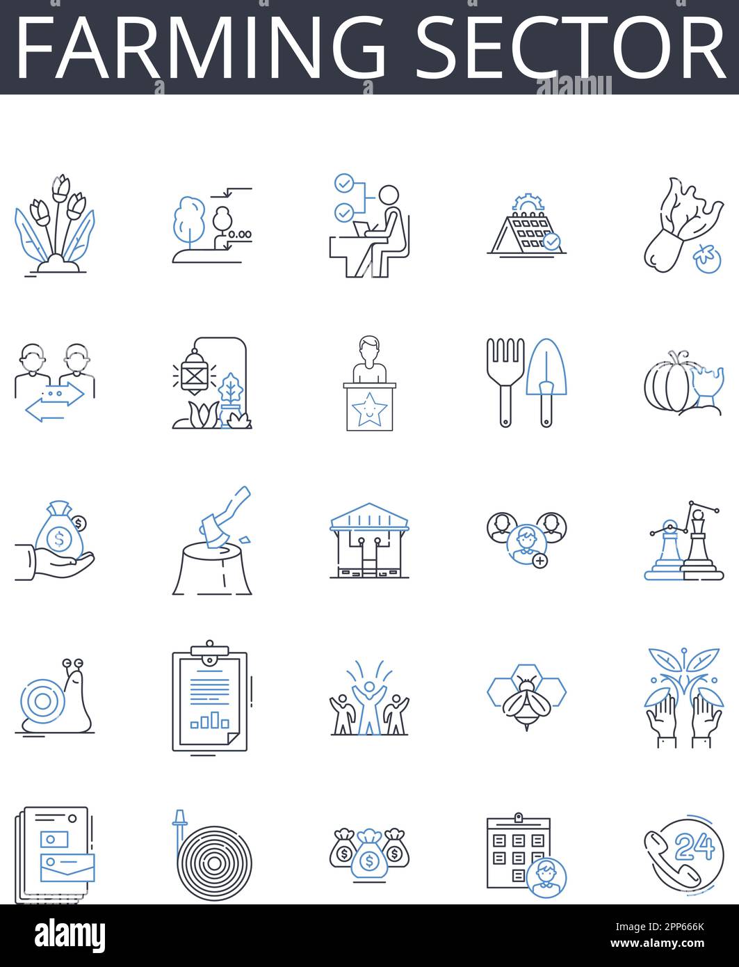 Farming sector line icons collection. Agricultural industry ...
