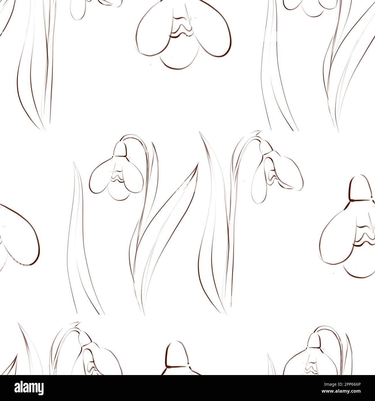 Seamless background with snowdrops. Sketch. Freehand drawing. Vintage ...